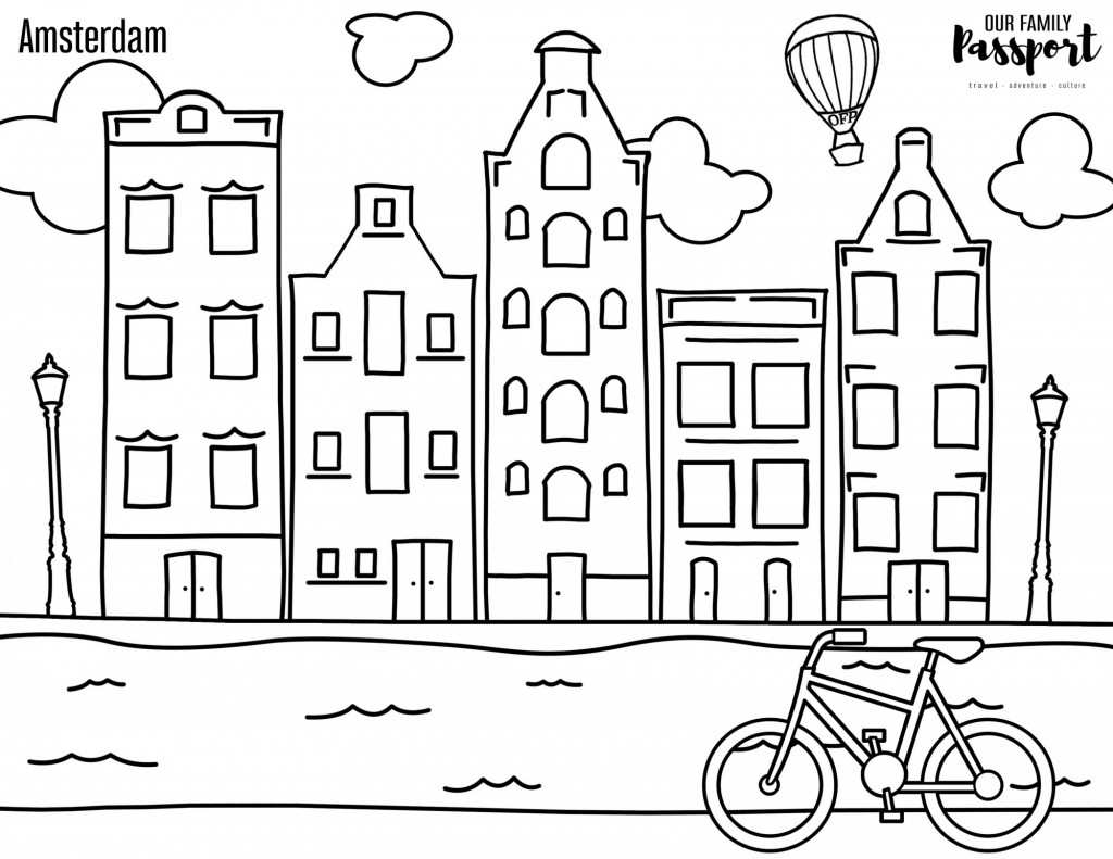 Amsterdam Netherlands Coloring Page – Our Family Passport